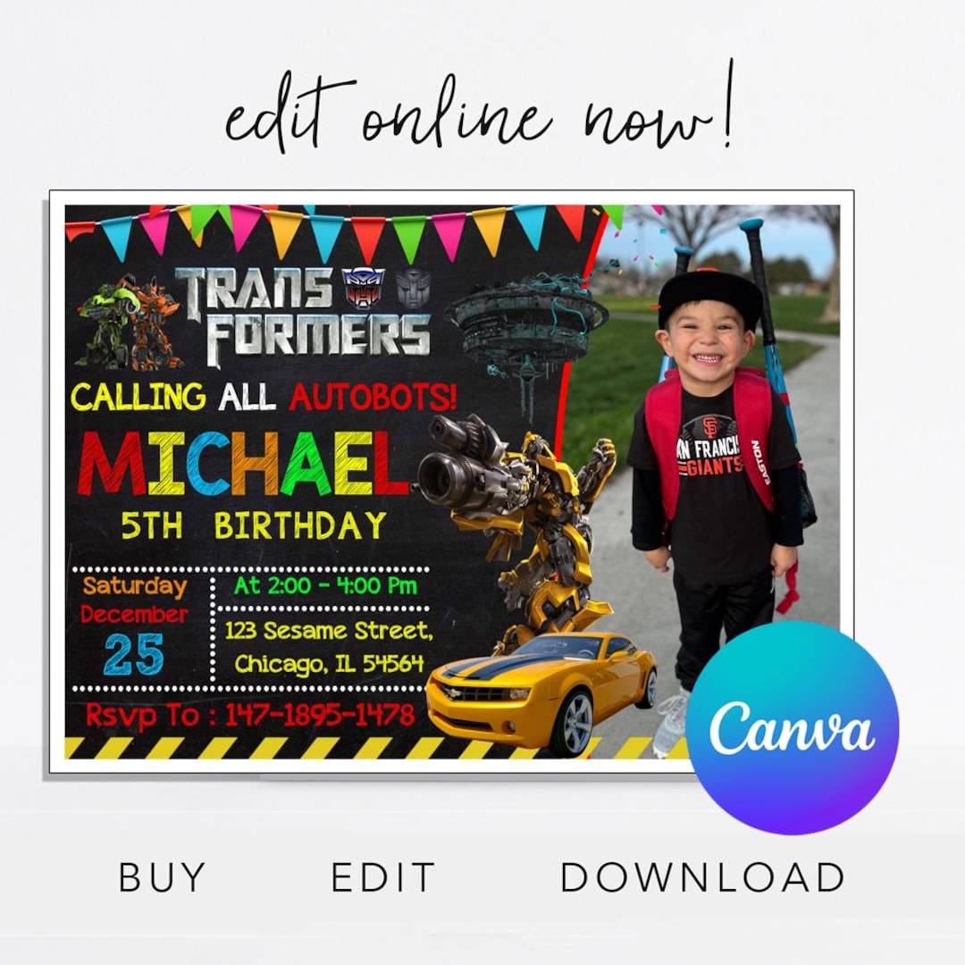 Invitación de Transformers, invitación para fiesta de Transformers ...