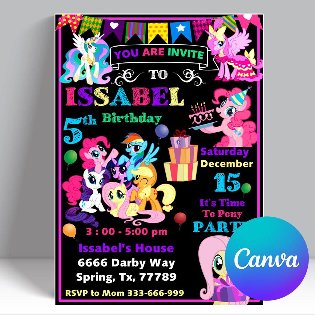 My Little Pony Invitation, My Little Pony Party Invitation, My Little ...