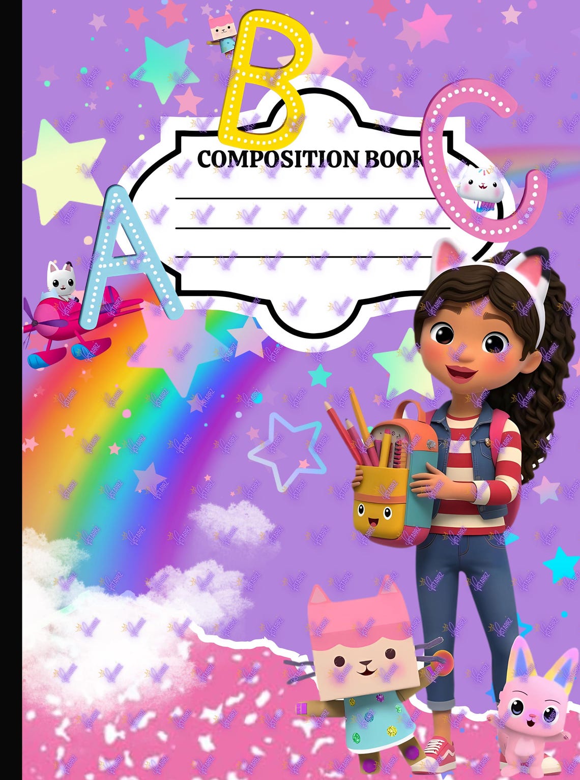 Editable Cartoon Composition Book Cover Back to School Cartoon ...