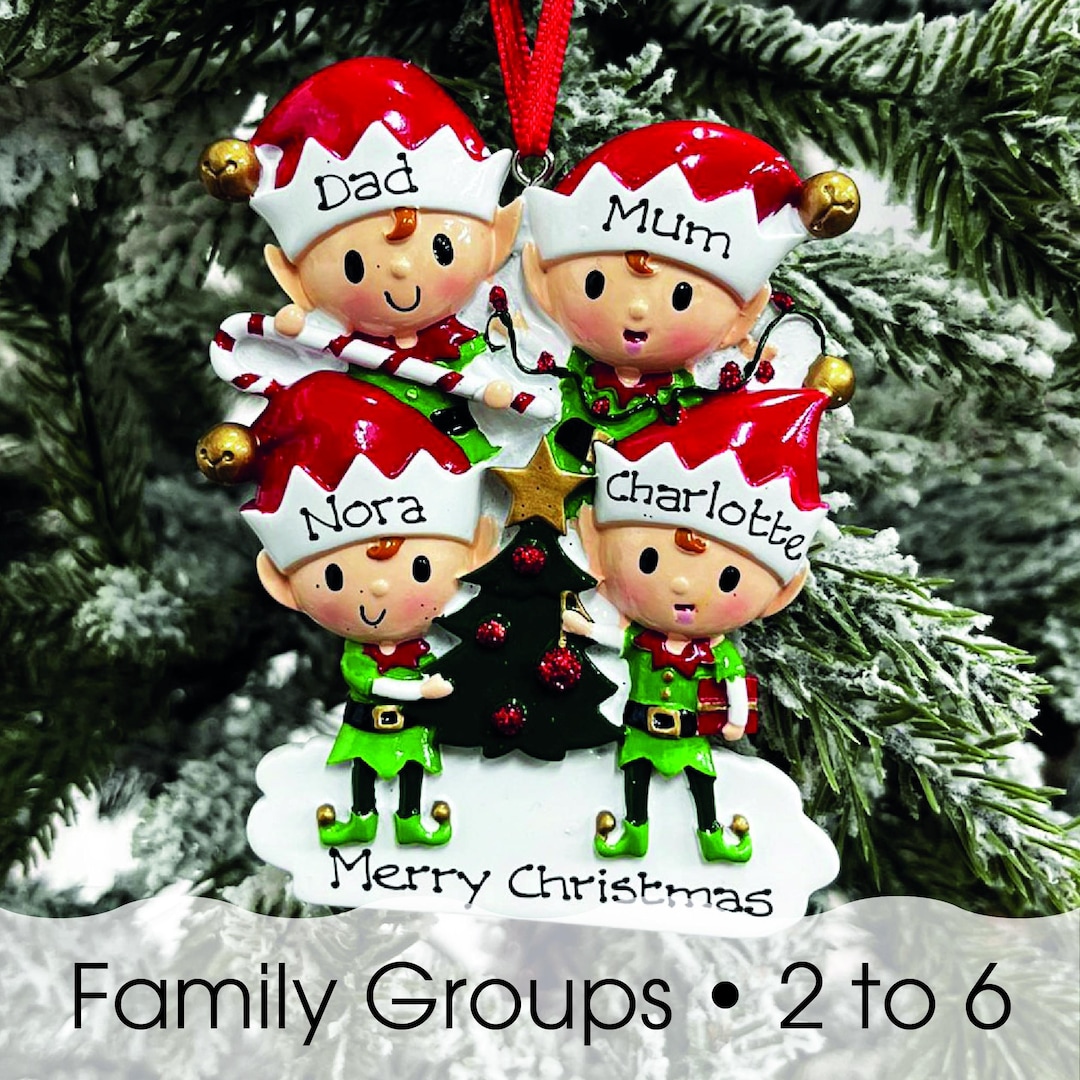 Personalised Family Christmas Xmas Tree Decoration Ornament Elves ...