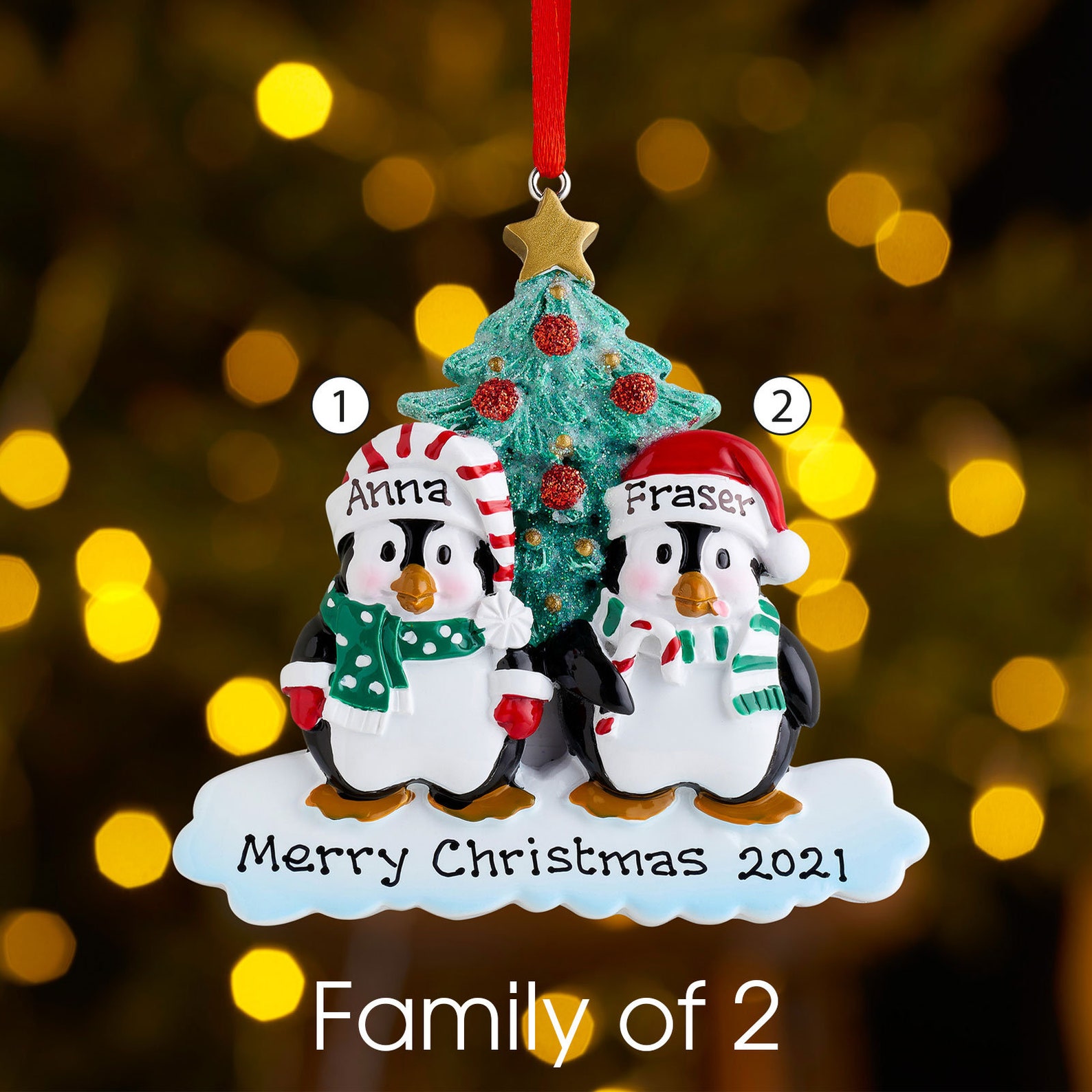 Personalised Christmas Tree Decoration Ornament - Winter Penguin Family ...