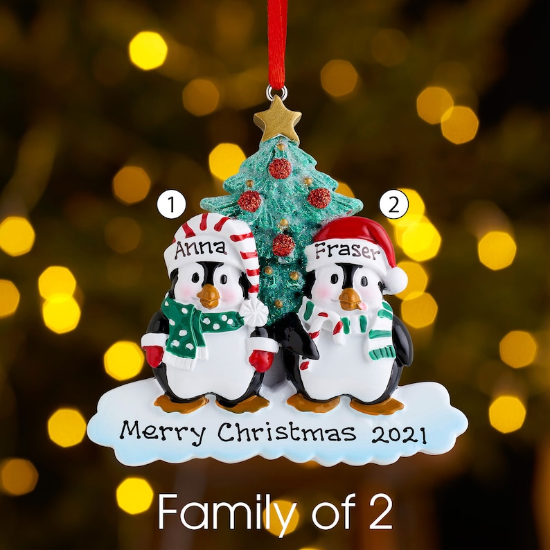 Personalised Christmas Tree Decoration Ornament - Winter Penguin Family ...