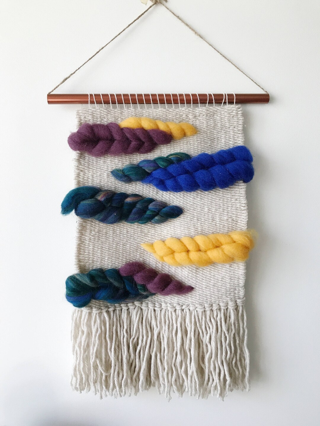 Multi-colored Wool Puff Woven Wall Hanging, Large Weaving, Statement ...