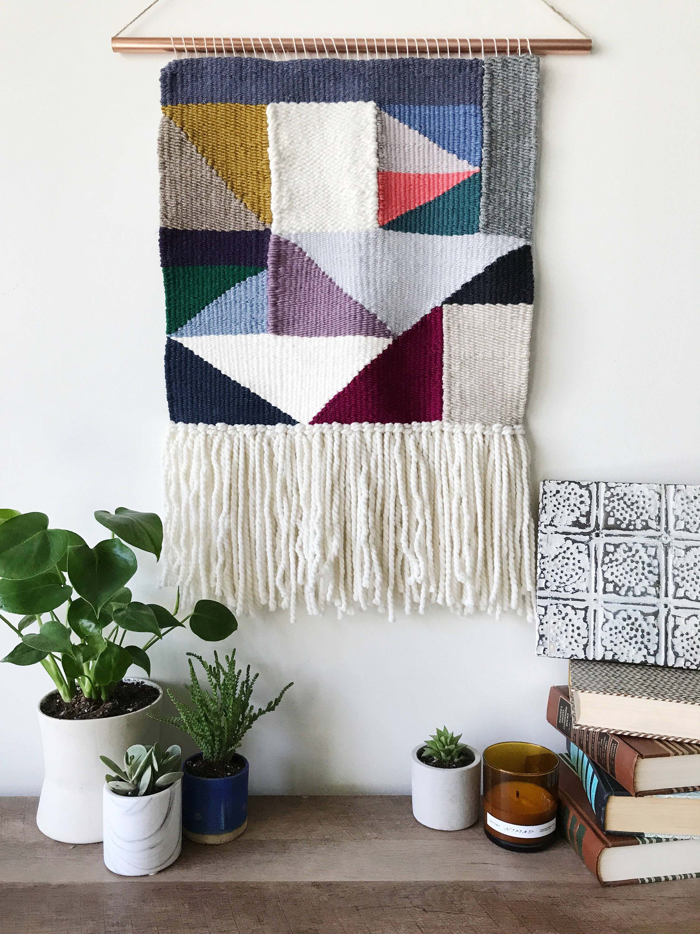 CUSTOM - Multi-color Large Triangle Wall Hanging, Large Weaving ...