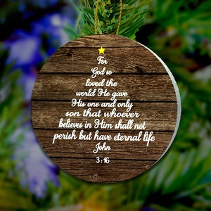 John 3 16 Ornament, John 3 16 Christmas Ornament, John 3 16, Tree ...