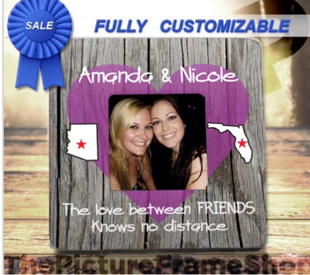 Personalized Long Distance Friendship Frame: Custom Wood Photo Gift - Etsy