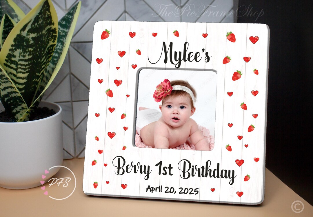 Berry First Birthday Picture Frame, Personalized 1st Birthday Gift - Etsy