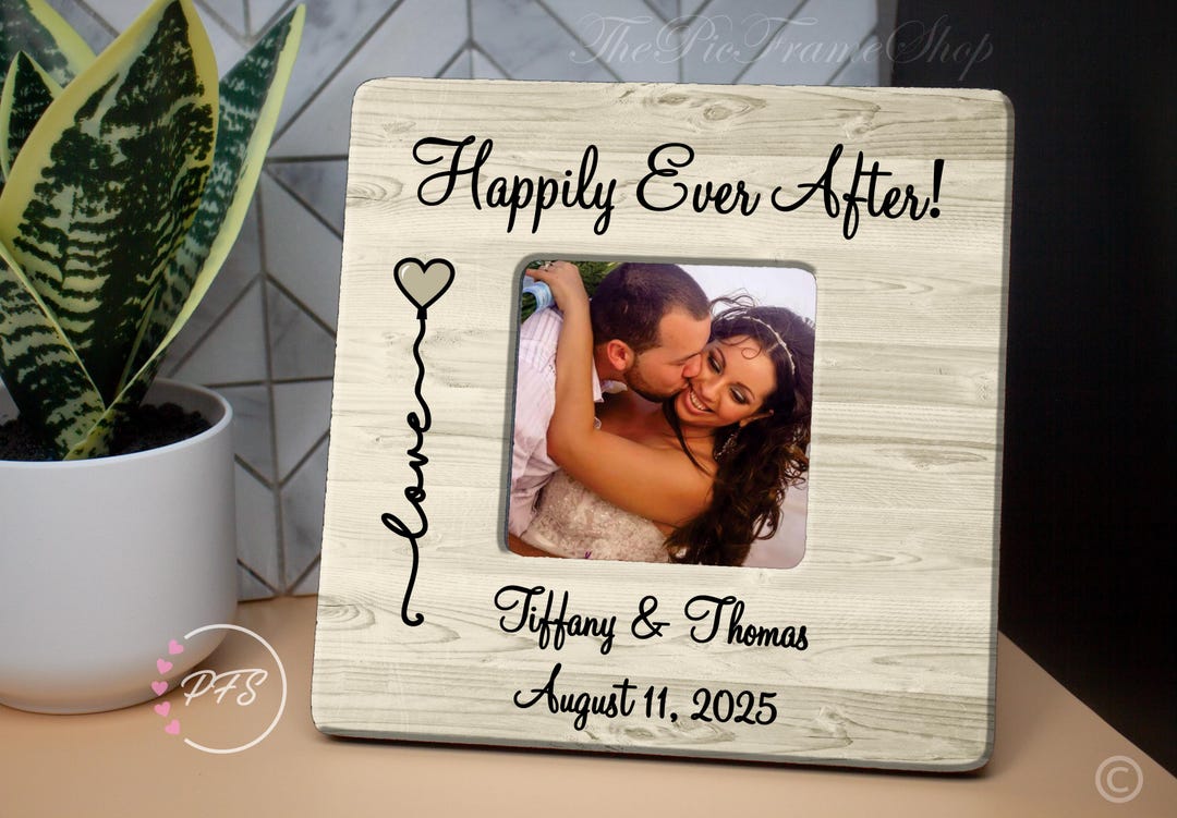 Happily Ever After Wood Picture Frame, Personalized Wedding Gift - Etsy