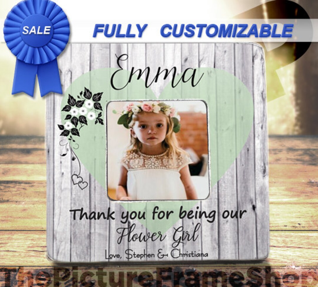 Personalized Flower Girl Picture Frame, Rustic Wedding Thank You Gift ...