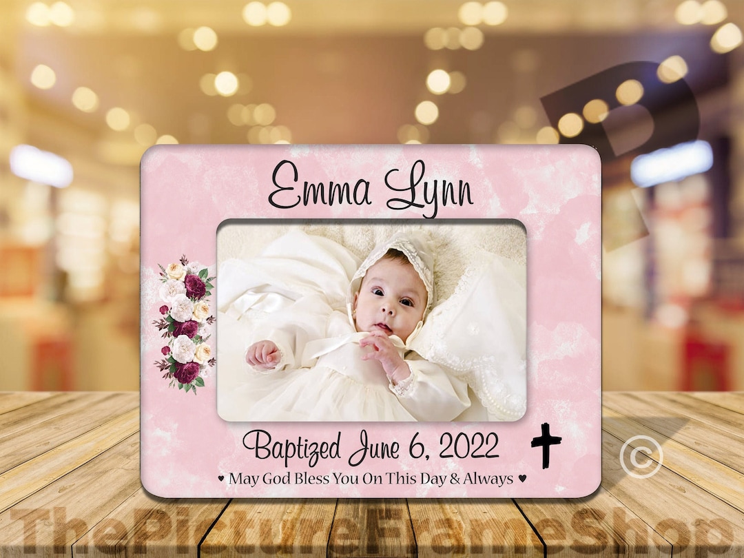 Personalized Baby Girl Baptism Frame, Wood Christening Gift - Etsy