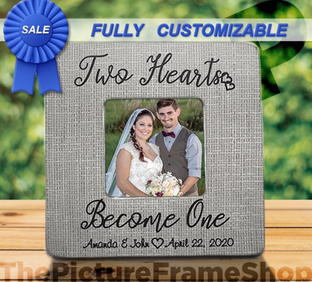 Two Hearts Become One Love Picture Frame Wedding Picture Frame Bride ...