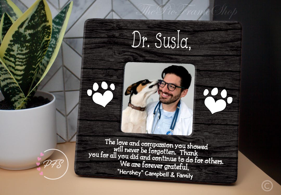 Veterinarian Gift | Personalized Wood Photo Frame, Animal Thank You - Etsy