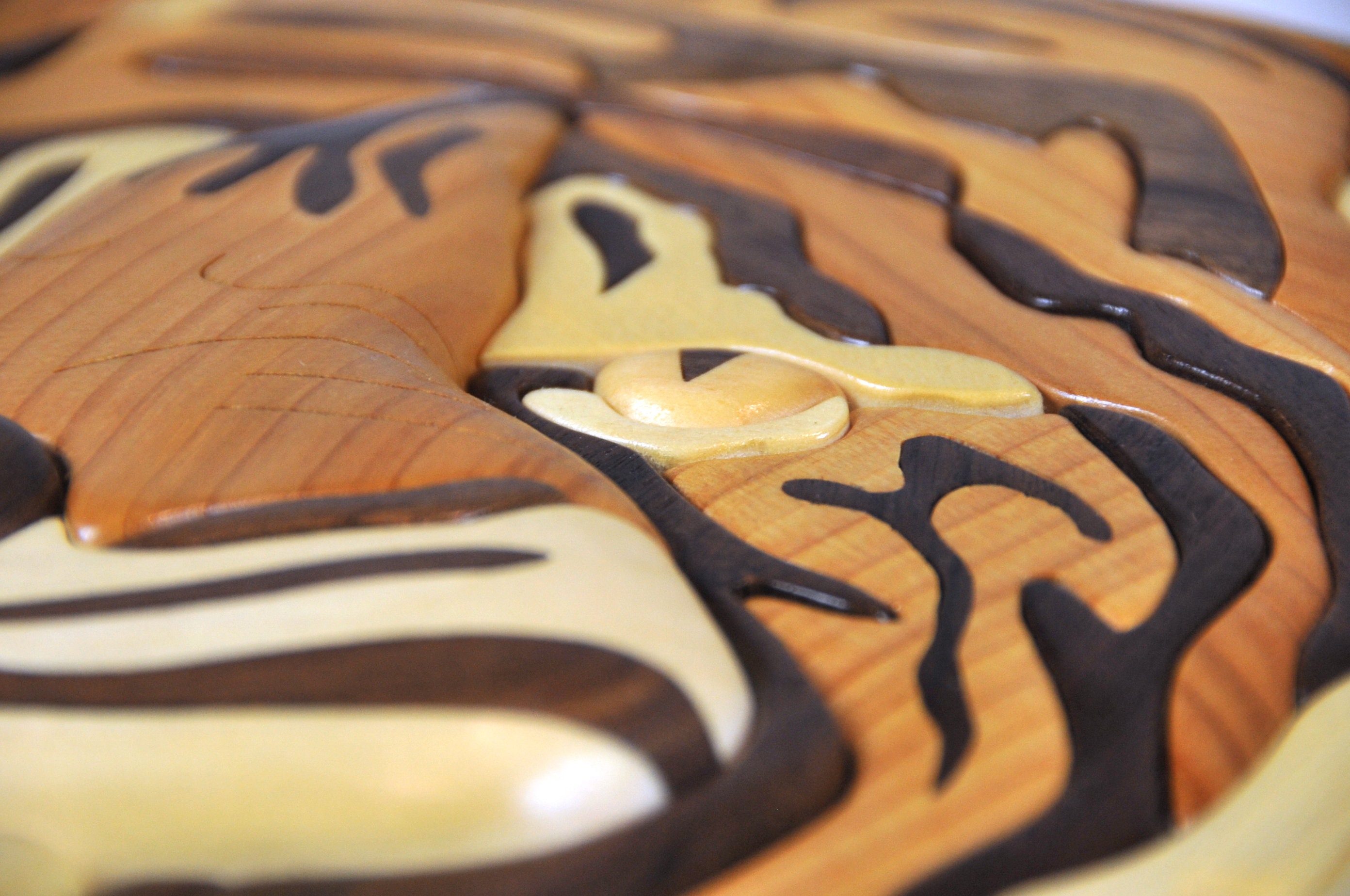 Handmade Wood Intarsia Tiger Rustic Wall Hanging Gift for Him Dad Gift ...