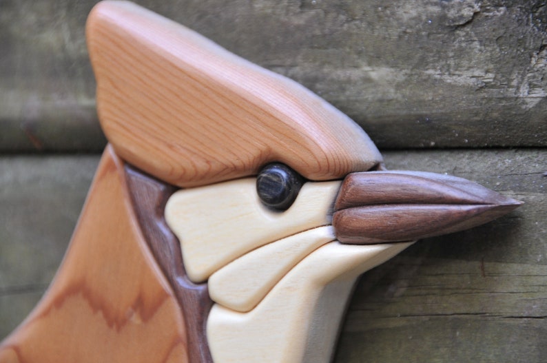 Handmade Blue Jay Intarsia Wooden Wall Art Rustic Home Decor Fine ...