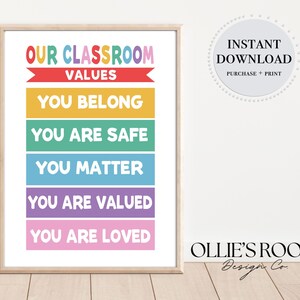 Rainbow Class Values Poster, Educational Learning Poster, Learning ...