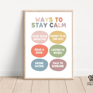 Neutral Calming Strategies Poster, Therapy Poster, Calm Corner Prints ...