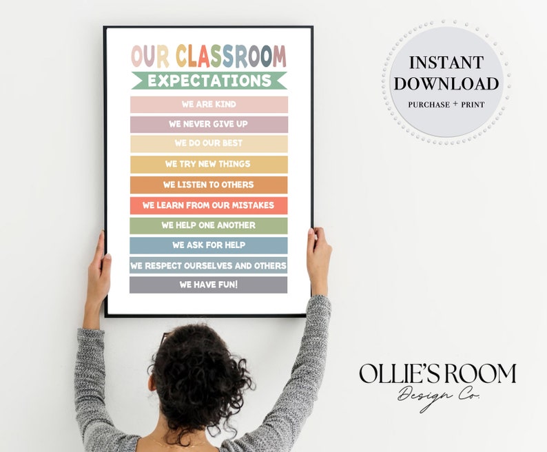 Neutral Classroom Rules Poster Educational Learning Poster - Etsy Australia