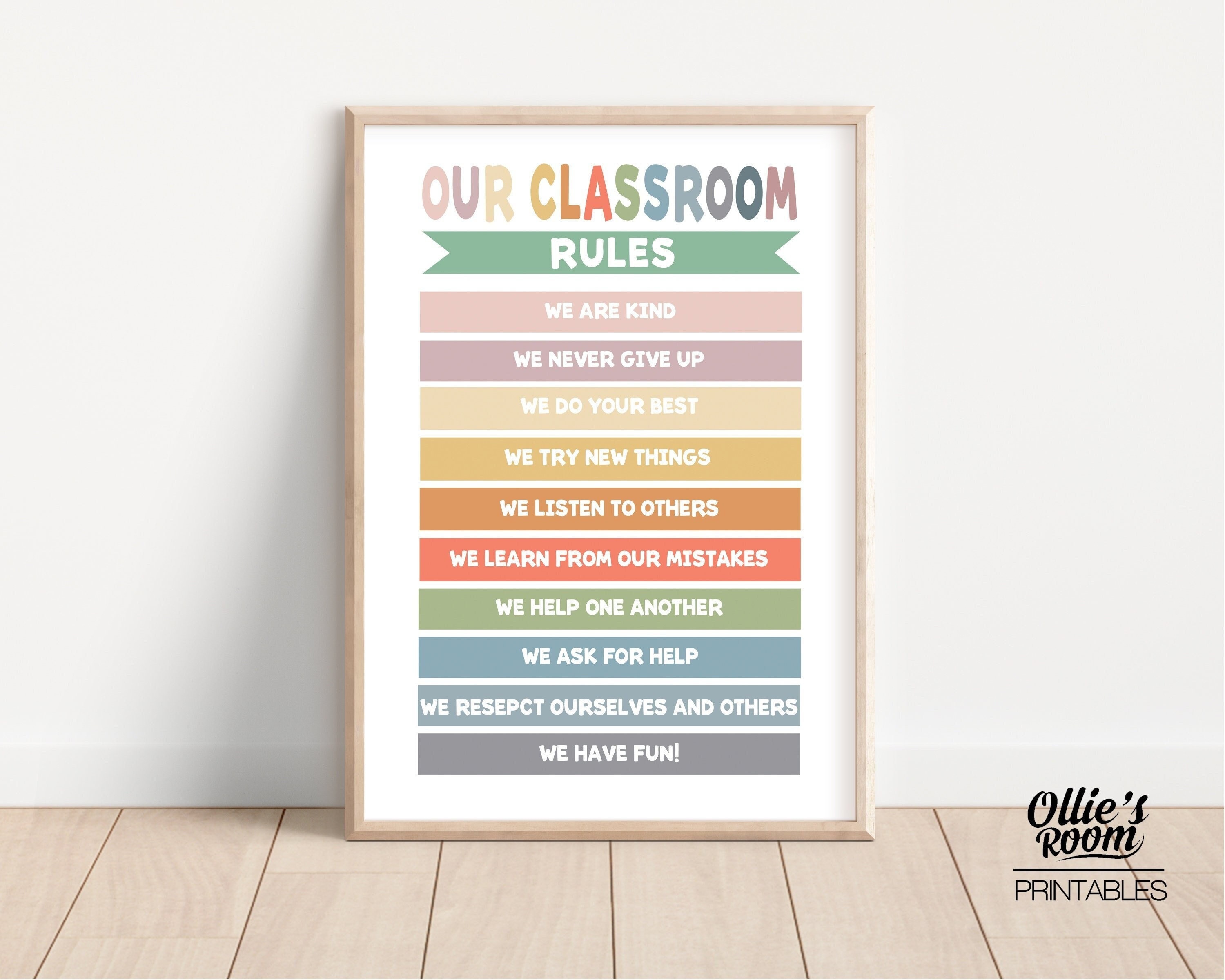 Neutral Classroom Rules Poster Educational Learning Poster | Etsy Australia