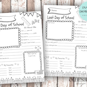 First and Last Day of School Printable, Back to School Template ...