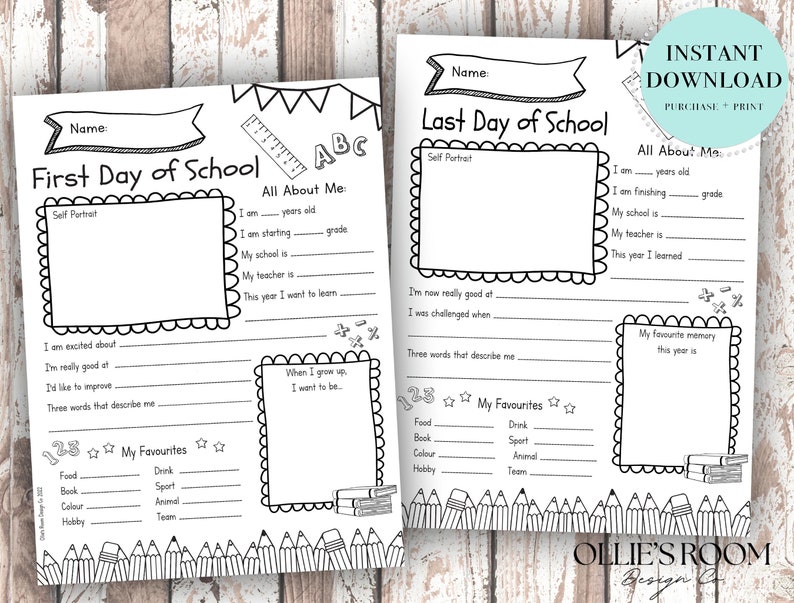 First and Last Day of School Printable Back to School - Etsy