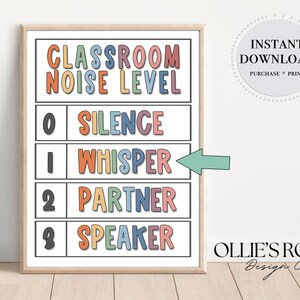 Neutral Voice Level Poster, Noise Level Print, Neutral Classroom ...