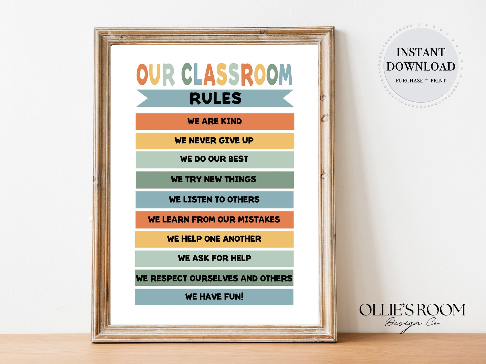 Boho Neutral Classroom Rules Poster, Educational Learning Poster ...