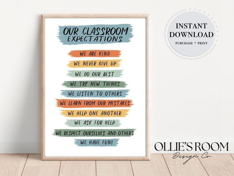 Boho Neutral Classroom Expectations Poster Classroom Rules - Etsy