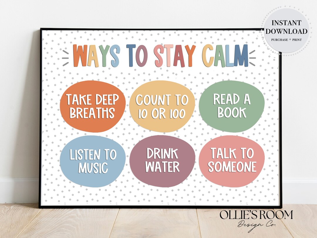 Neutral Calming Strategies Poster, Ways to Stay Calm Poster, Calm ...