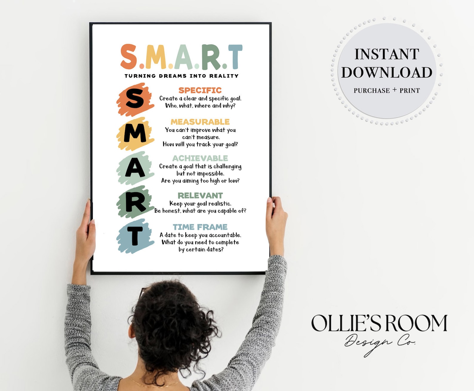 SMART Goals Poster Goal Setting Print S.M.A.R.T Goals - Etsy