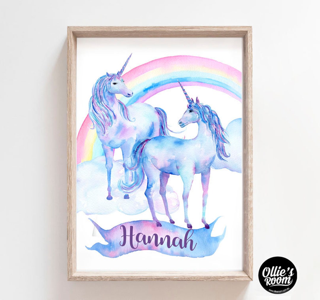Personalised Unicorn Name Print, Unicorn Printable, Girls Print ...