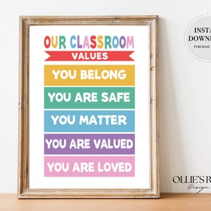 Rainbow Class Values Poster, Educational Learning Poster, Learning ...