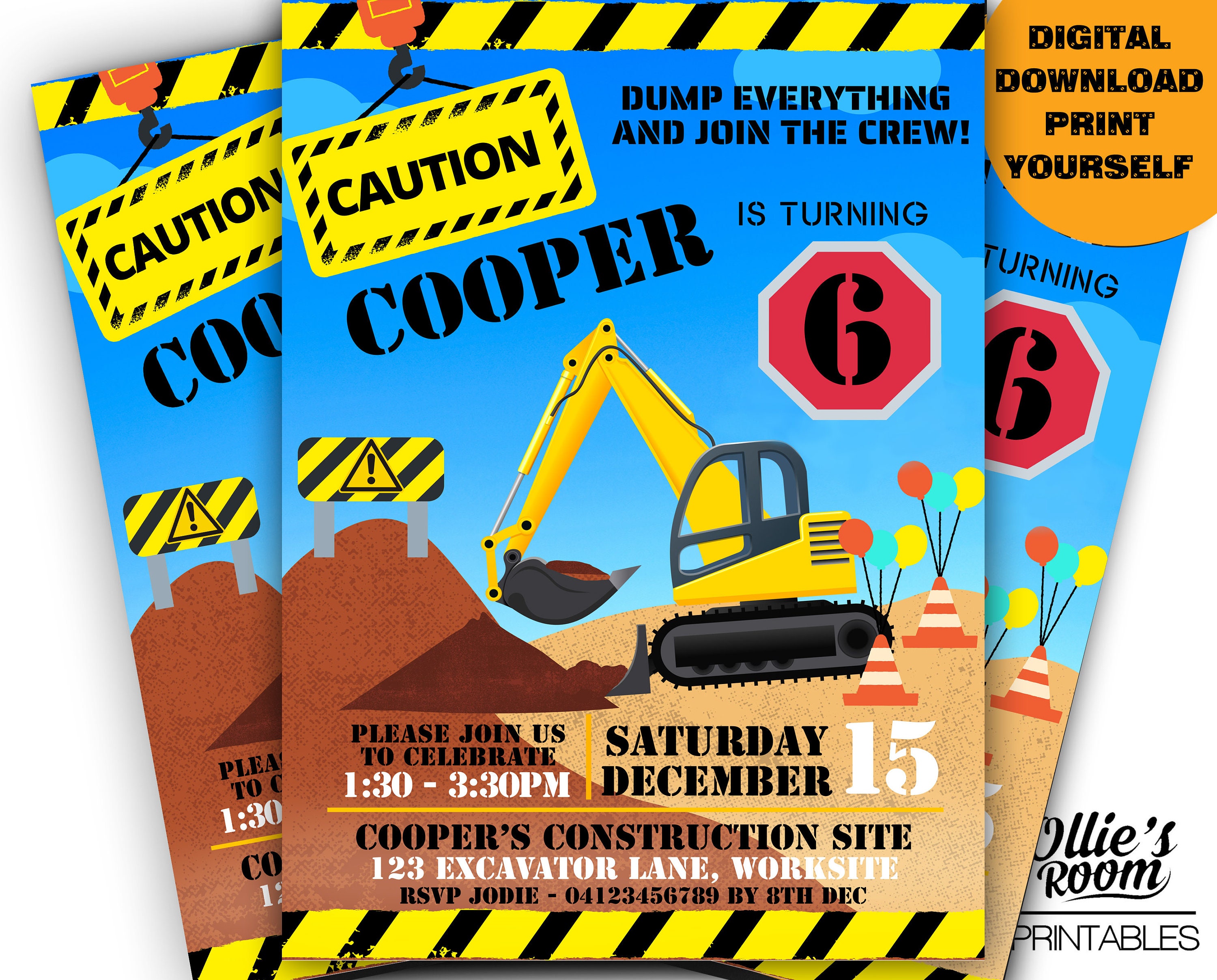 Digital Construction Invitation Transport Printable - Etsy