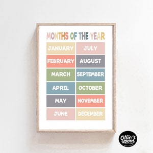 Neutral Classroom Months of Year Poster, Educational Poster, Learning ...