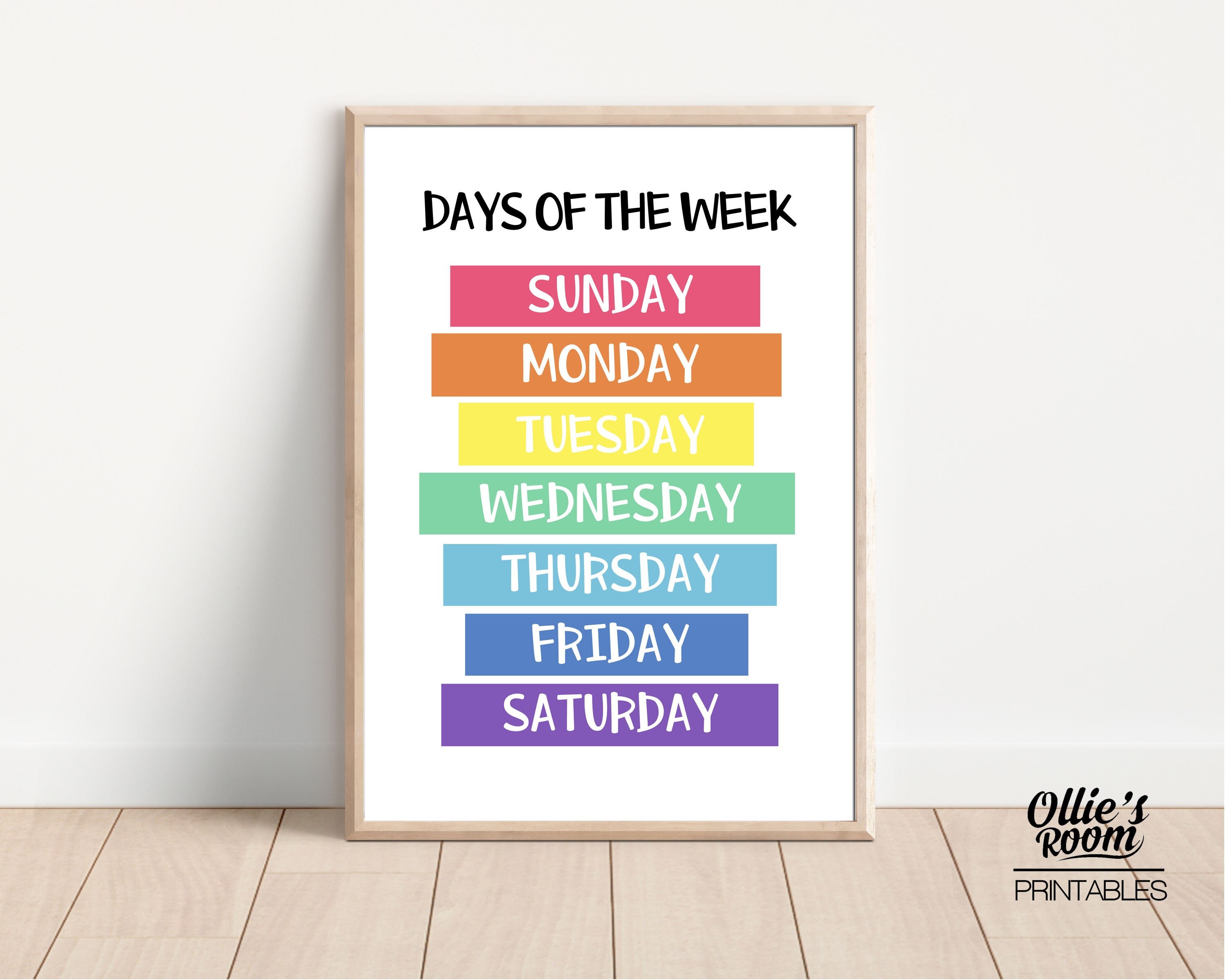 Days of the Week Poster, Days Print, Educational Learning Poster ...