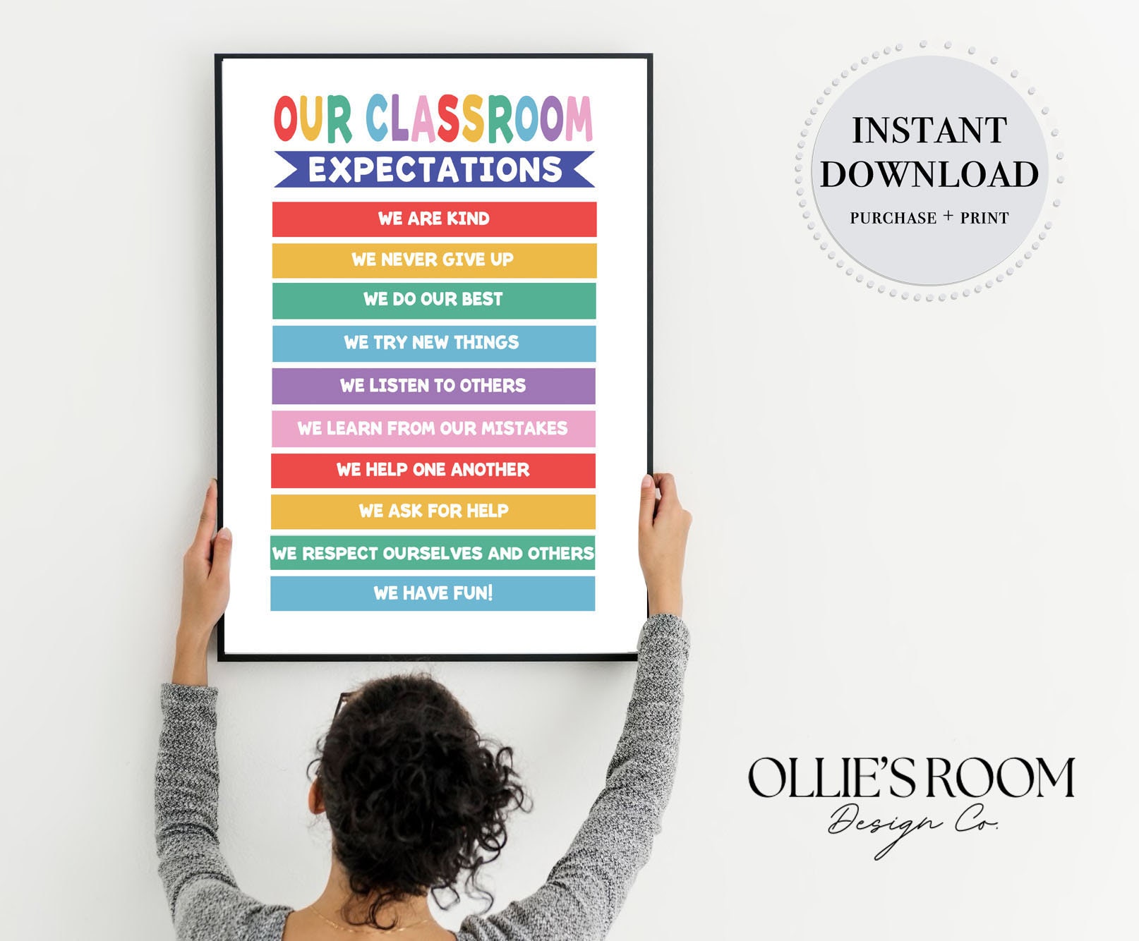 Rainbow Classroom Rules Poster Educational Learning Poster - Etsy UK