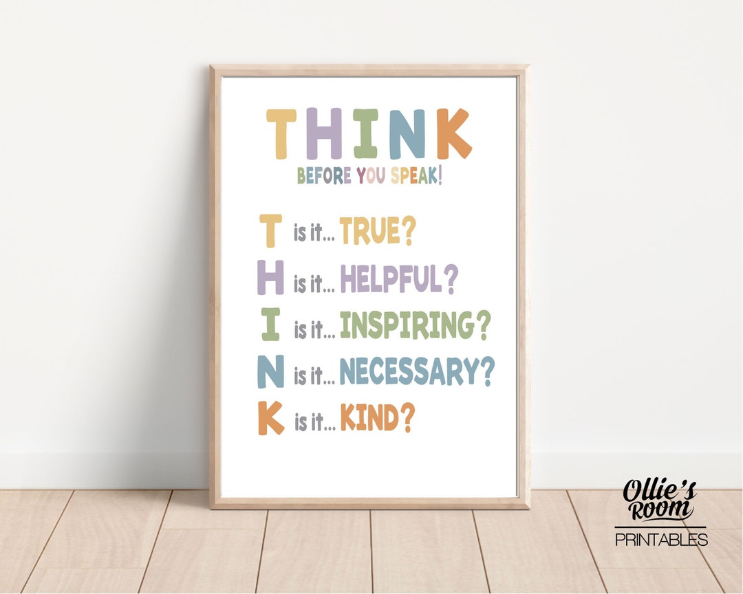 Neutral Think Before You Speak Poster, Educational Poster, Behaviour ...