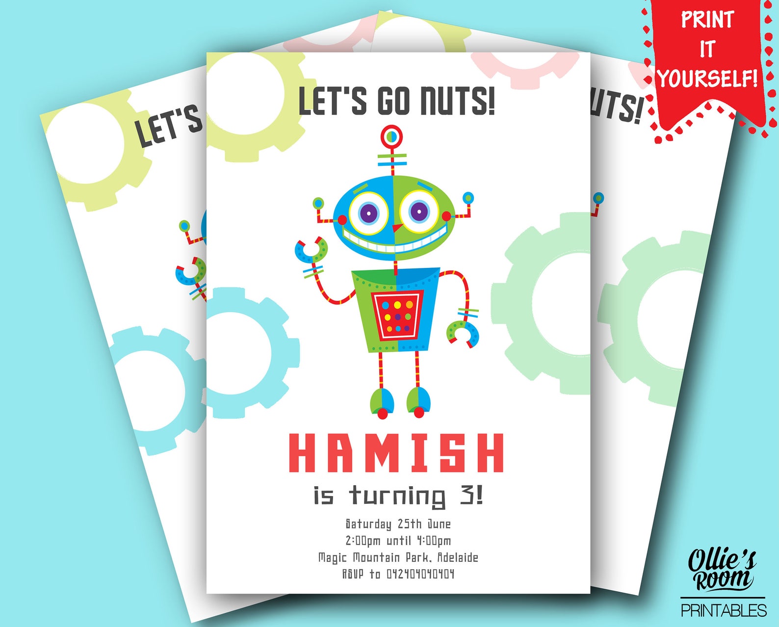 Robot Invitation Robot Printable Customized DIY Invitation - Etsy Australia