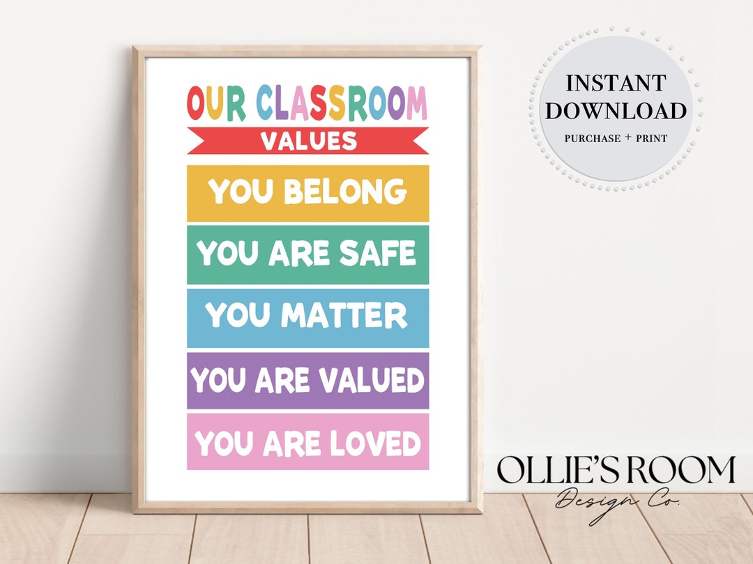 Rainbow Class Values Poster, Educational Learning Poster, Learning ...