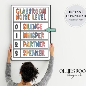 Neutral Voice Level Poster, Noise Level Print, Neutral Classroom ...