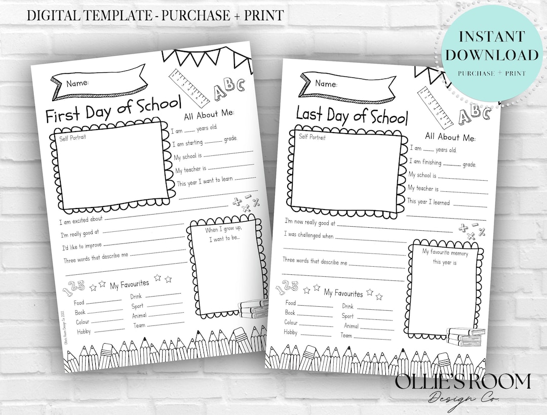 First and Last Day of School Printable, Back to School Template ...
