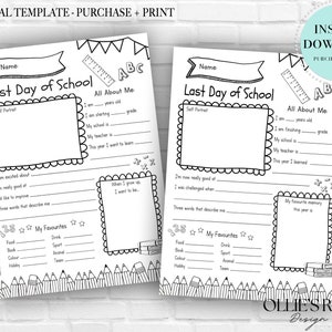 First and Last Day of School Printable, Back to School Template ...