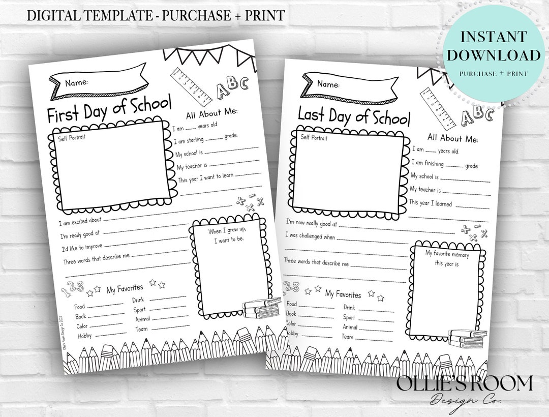 First and Last Day of School Printable, Back to School Template ...