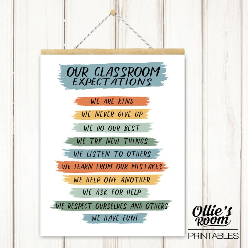 Boho Neutral Classroom Expectations Poster Classroom Rules - Etsy