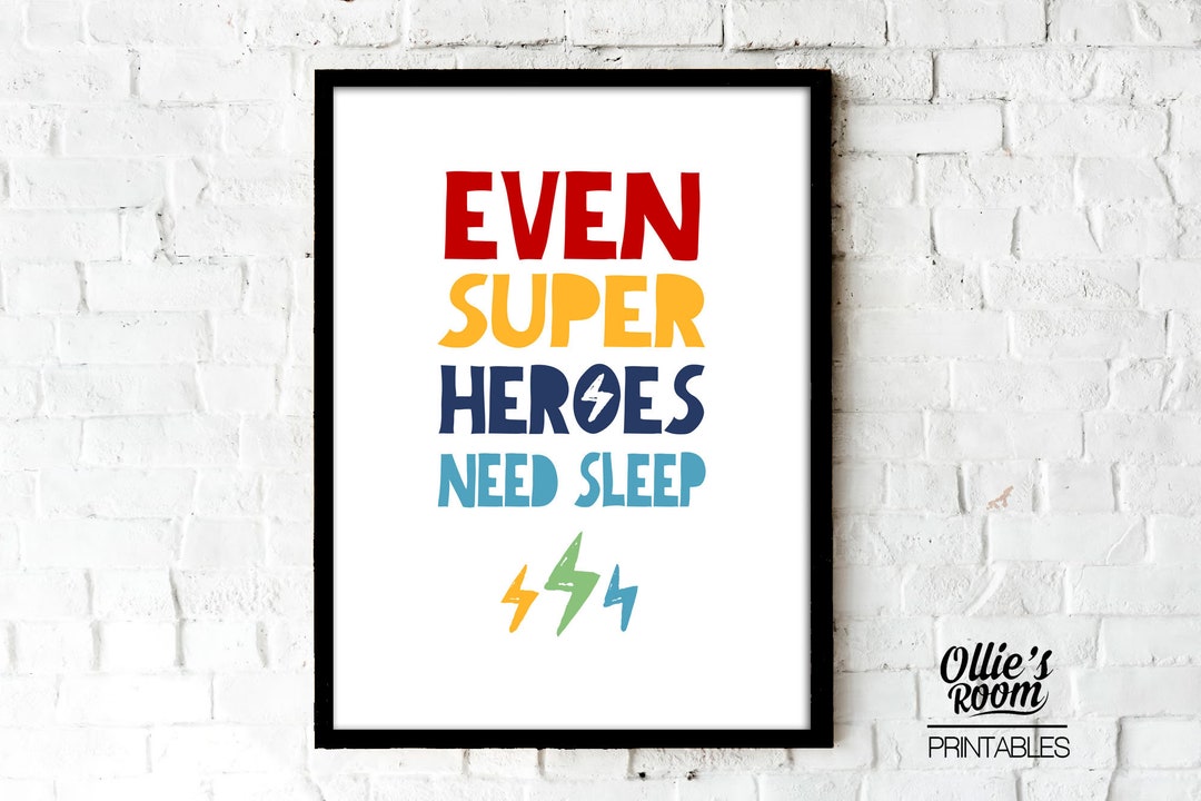 Even Superheroes Need Sleep Print | Digital Superhero Decor | Superhero ...