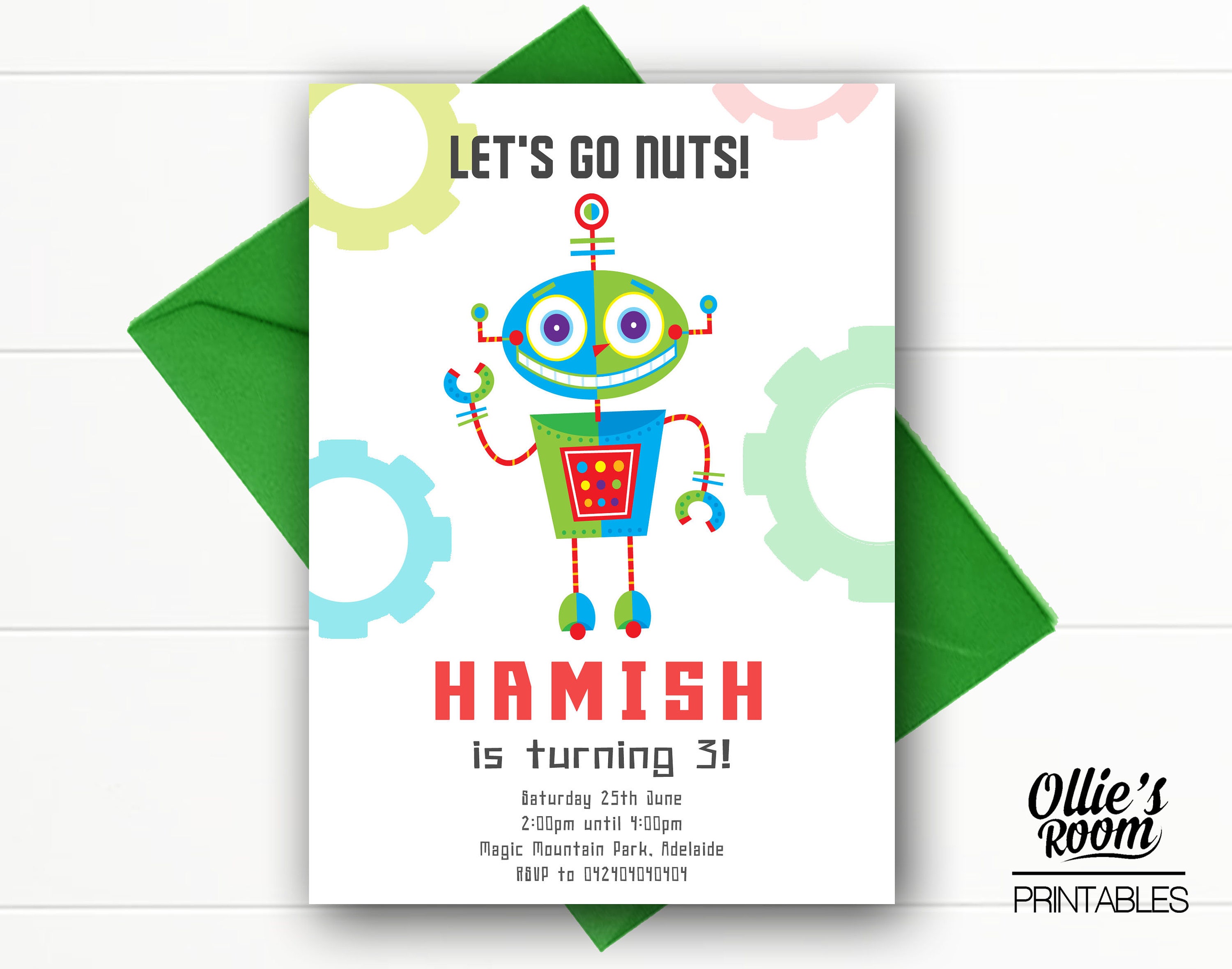 Robot Invitation Robot Printable Customized DIY Invitation - Etsy Australia