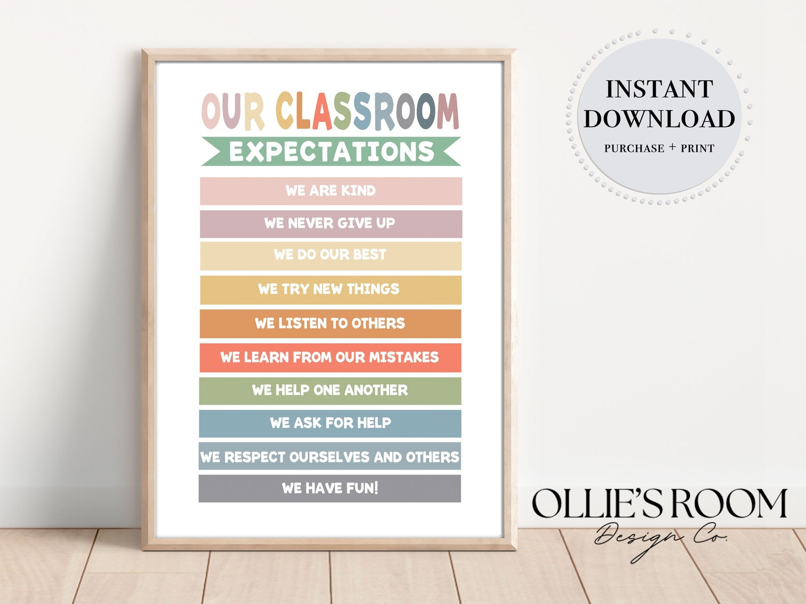 Neutral Classroom Rules Poster Educational Learning Poster - Etsy