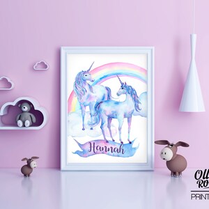 Personalised Unicorn Name Print, Unicorn Printable, Girls Print ...