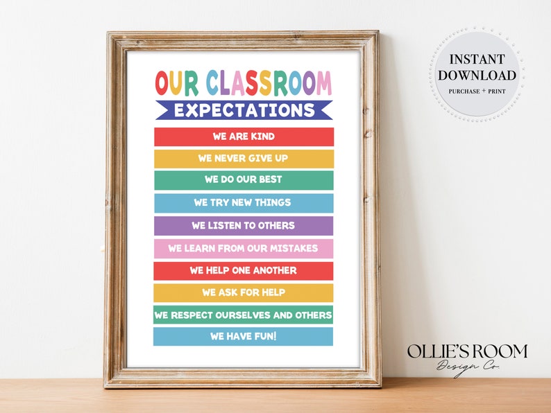 Rainbow Classroom Rules Poster Educational Learning Poster - Etsy