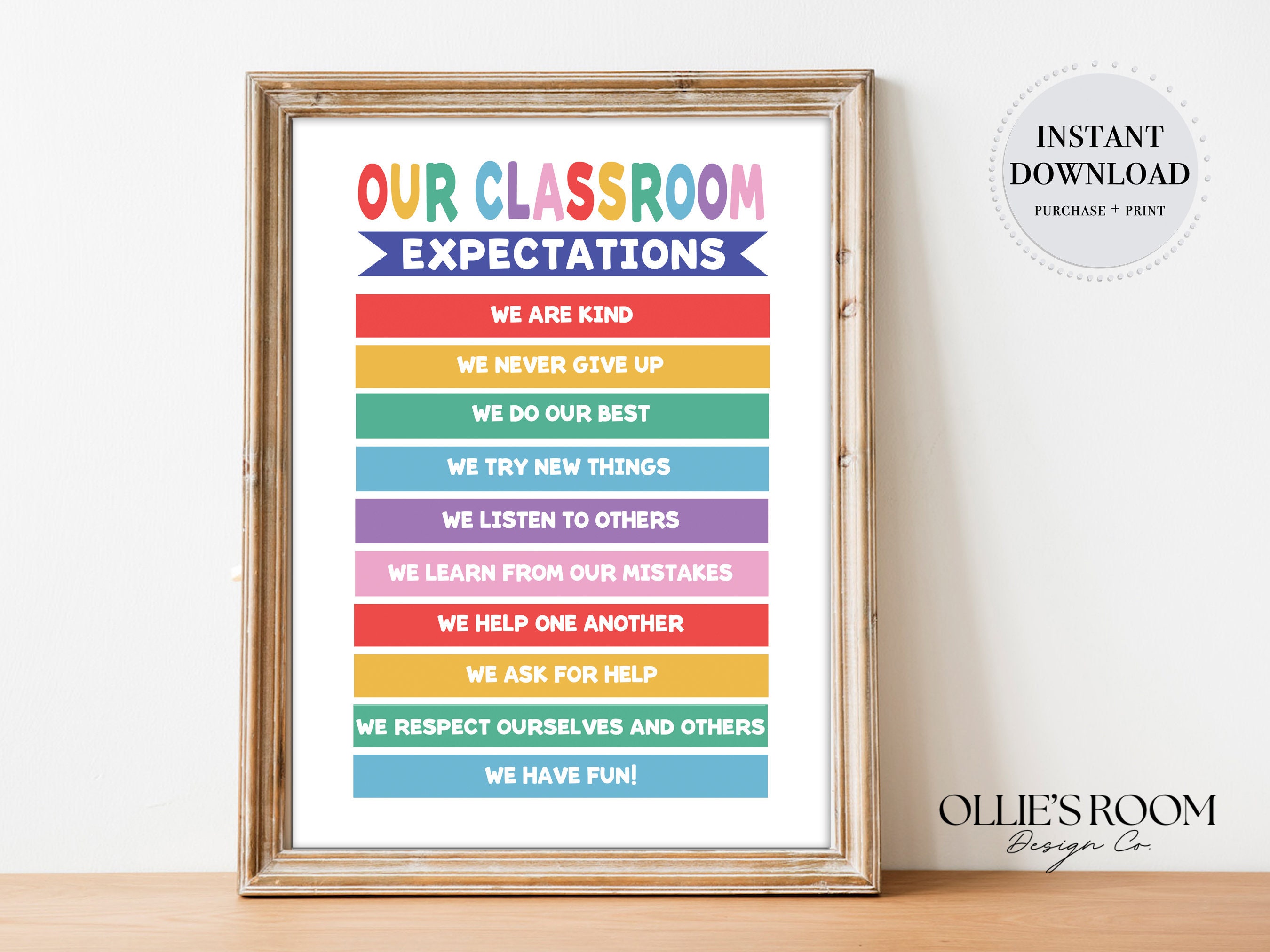 Rainbow Classroom Rules Poster Educational Learning Poster - Etsy UK