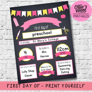 First Day of School Sign Template, Reusable First Day of Chalkboard ...